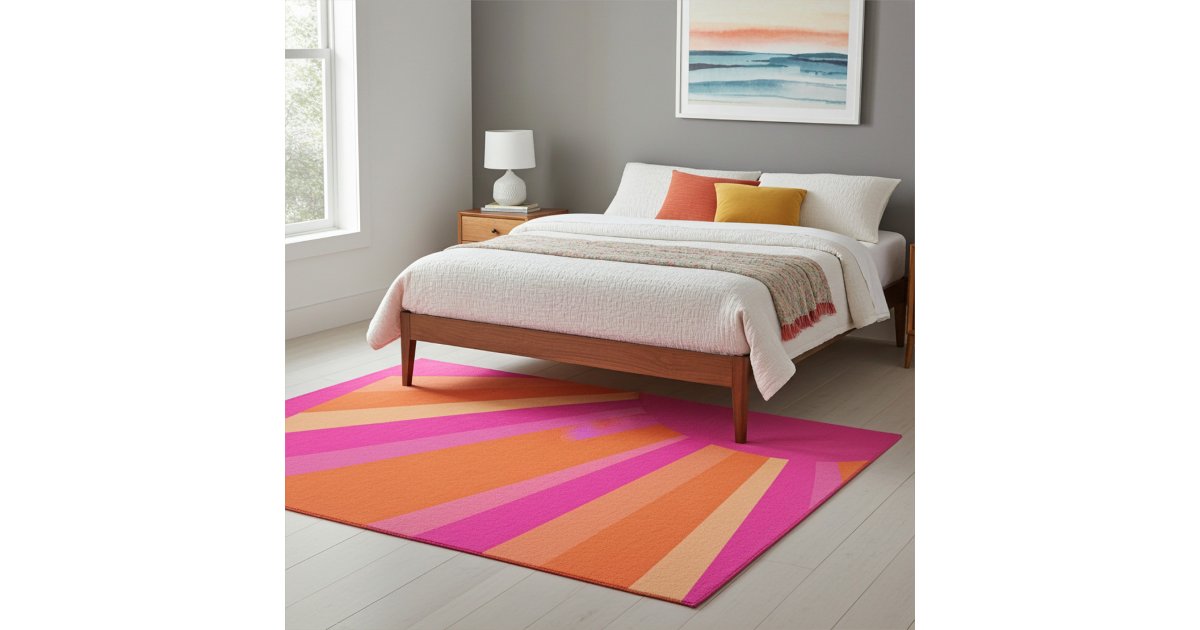 Bright Modern and Colorful Sun Rays Art Area Rug | Zazzle