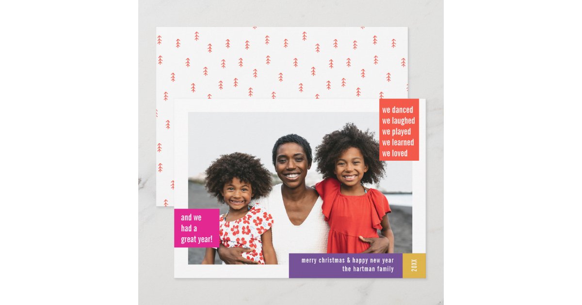 Bright Modern Color Block Photo Christmas Holiday Card | Zazzle