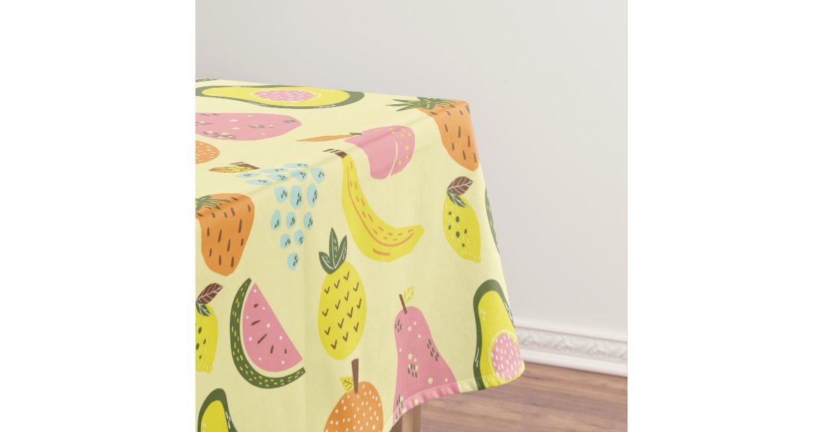 Bright Modern Tropical Fruit Pattern Tablecloth | Zazzle