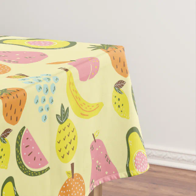 Bright Modern Tropical Fruit Pattern Tablecloth | Zazzle