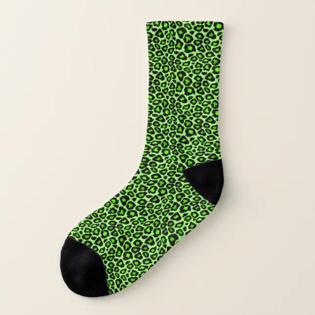 Bright Neon Green Fun Wild Leopard Print Socks | Zazzle