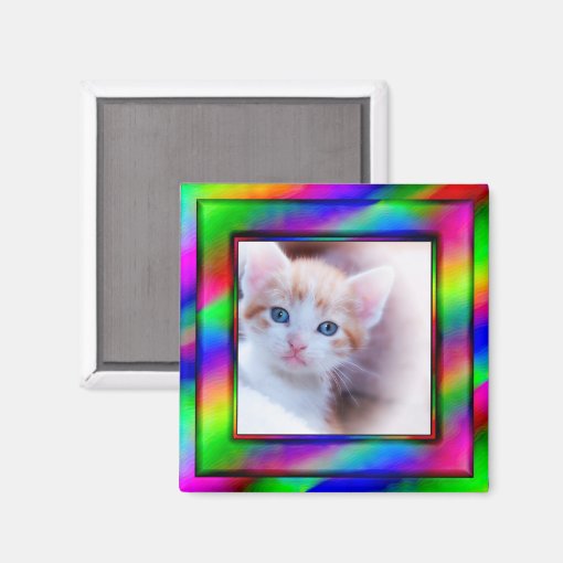 Bright Neon Rainbow Ombre Photo Frame Magnet | Zazzle