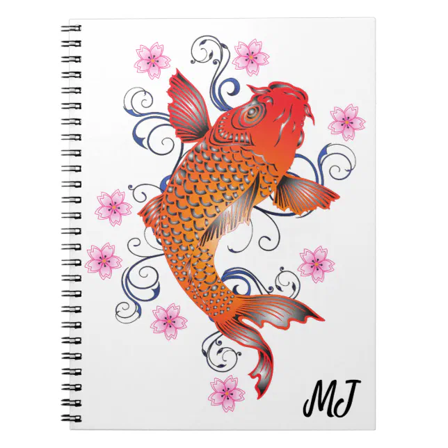 Bright Orange and Yellow Oriental Koi Fish Custom Notebook | Zazzle