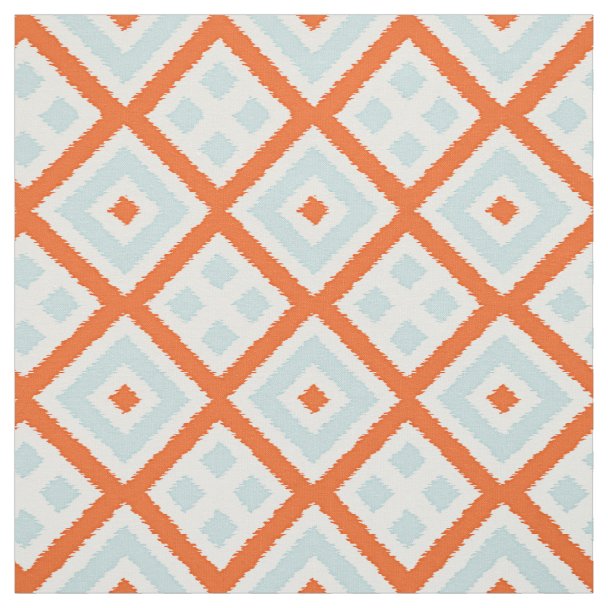 Orange and Gray Retro Shapes Pattern Fabric | Zazzle