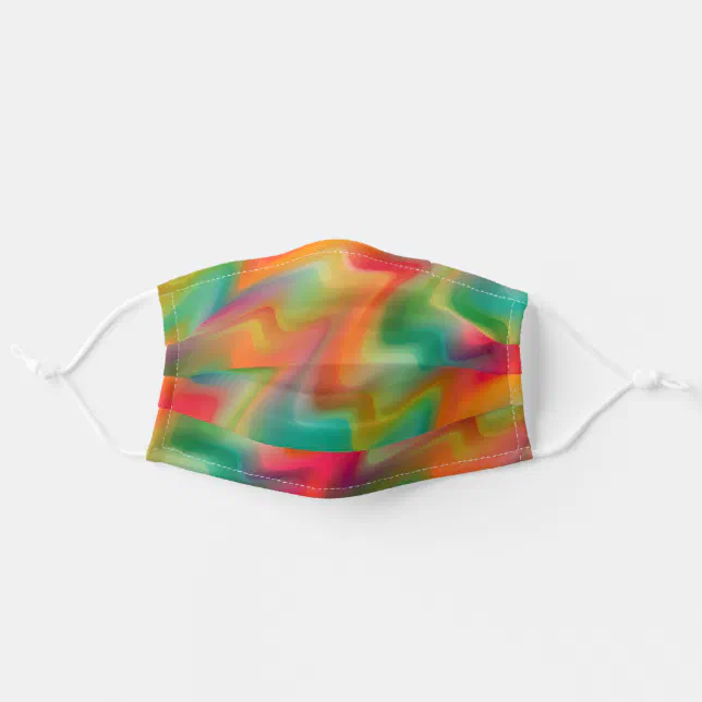 Bright Orange Red Green Blue Wavy Zigzag Pattern Adult Cloth Face Mask ...