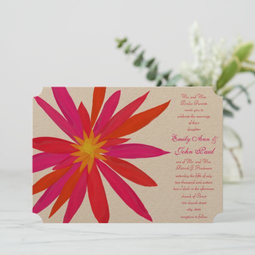 Bright Orange Red Yellow Modern Floral Wedding Invitation | Zazzle