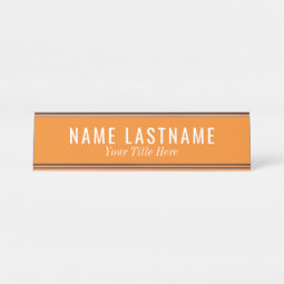 Bright Orange White Fonts Desk Name Plate | Zazzle
