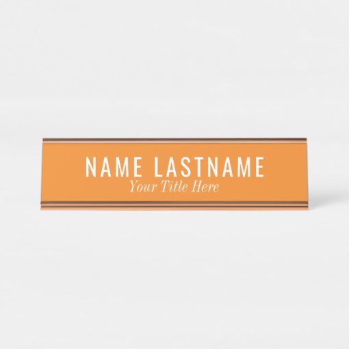 Bright Orange White Fonts Desk Name Plate | Zazzle