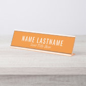 Bright Orange White Fonts Desk Name Plate | Zazzle