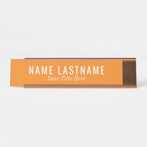 Bright Orange White Fonts Desk Name Plate | Zazzle