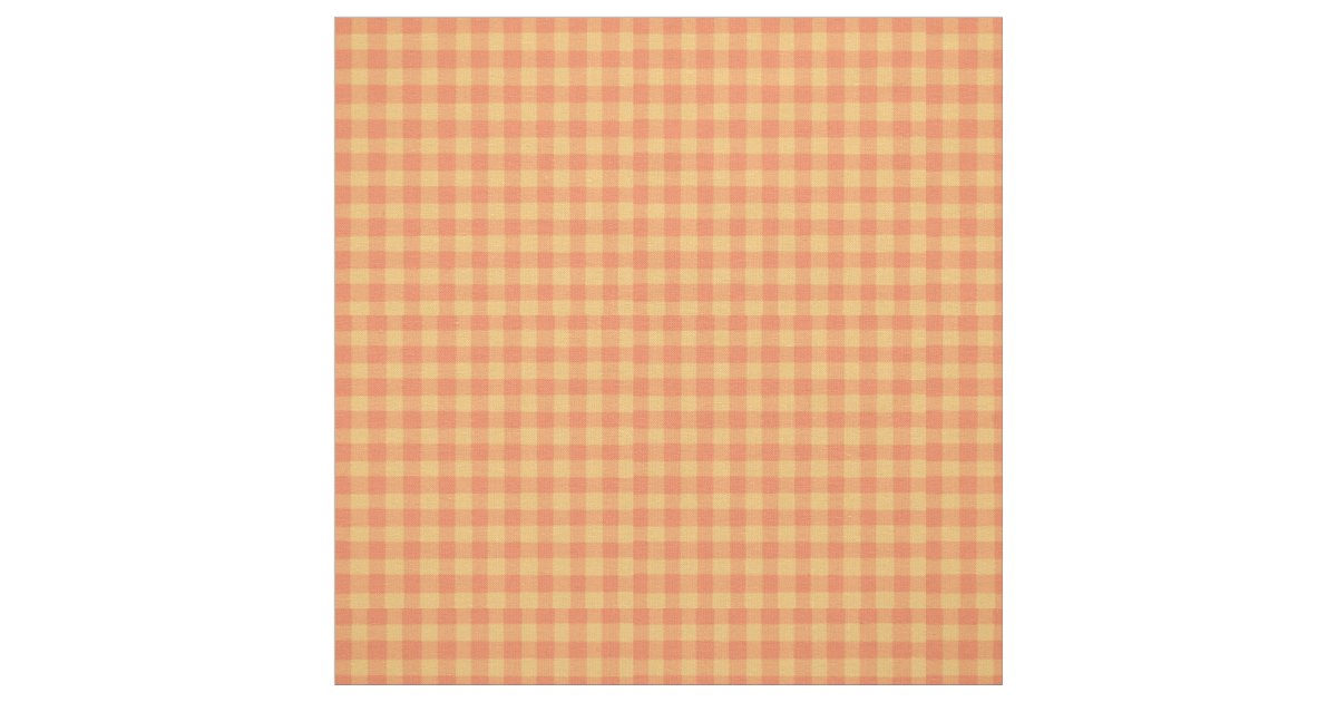 Bright Orange Yellow Check Gingham Pattern Fabric | Zazzle