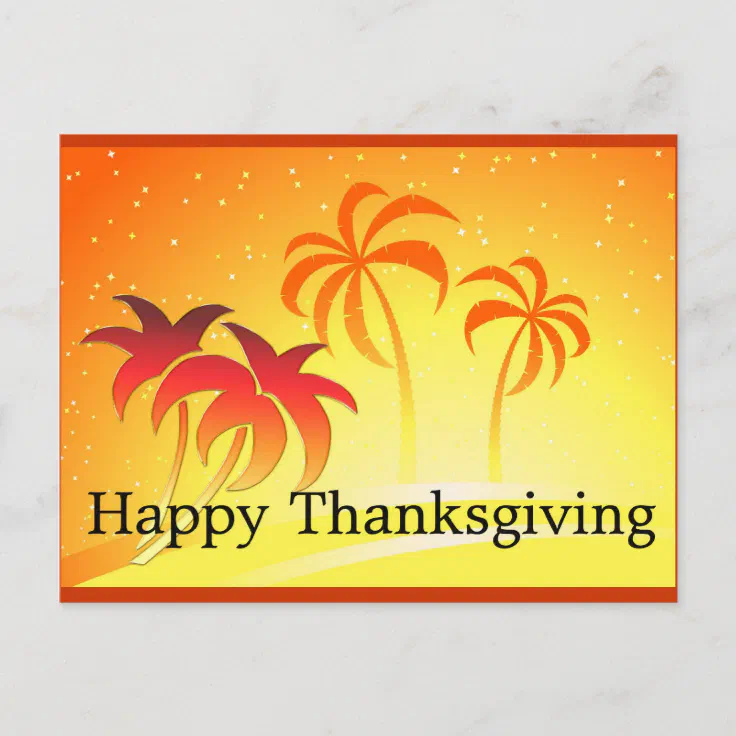 Bright Palm Trees Happy Thanksgiving Postcard | Zazzle