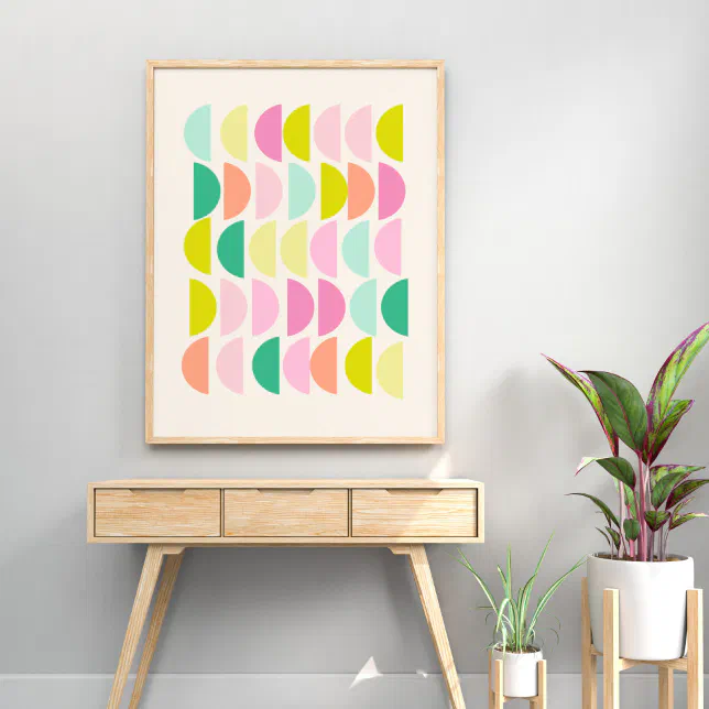 Bright Pastels Modern Geometric Shapes Pattern Poster | Zazzle