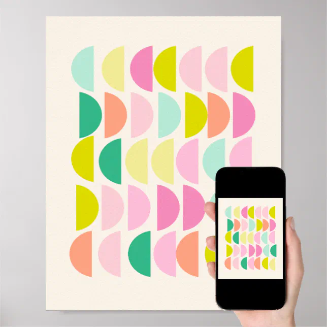 Bright Pastels Modern Geometric Shapes Pattern Poster | Zazzle