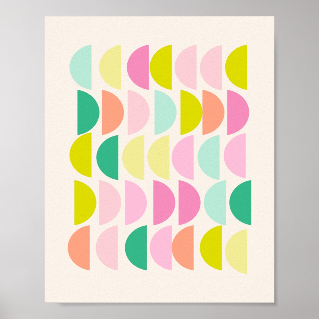 Bright Pastels Modern Geometric Shapes Pattern Poster | Zazzle