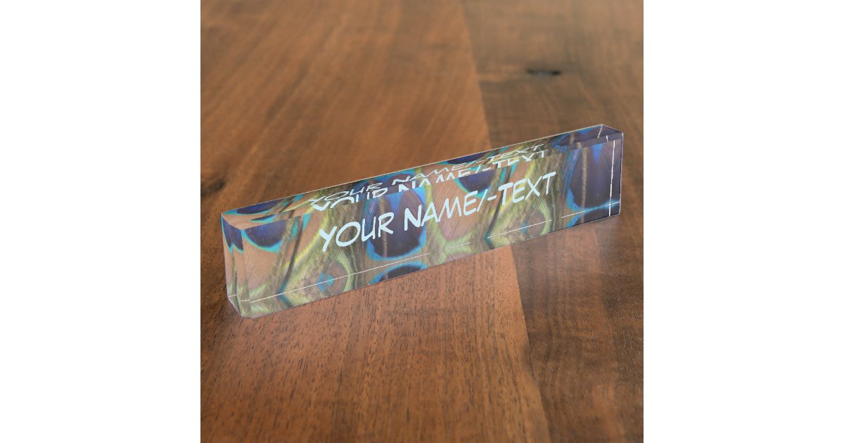 Bright Peacock Feathers Desk Name Plate | Zazzle