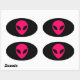 Bright Pink Alien Head Oval Sticker | Zazzle