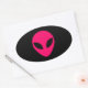 Bright Pink Alien Head Oval Sticker | Zazzle
