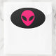 Bright Pink Alien Head Oval Sticker | Zazzle