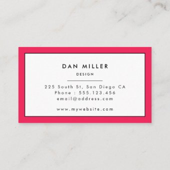 Bright pink and checkerboard business card | Zazzle