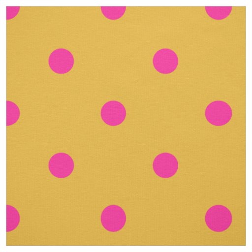 Bright Pink and Marigold Orange Polka Dot Fabric | Zazzle