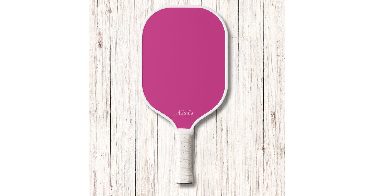 Bright Pink and White Modern Monogram Pickleball Paddle | Zazzle