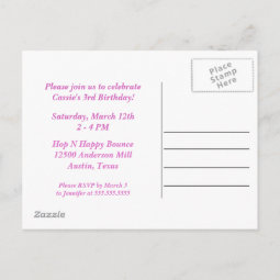 Bright Pink Custom Kids Photo Girls Birthday Party Invitation Postcard ...