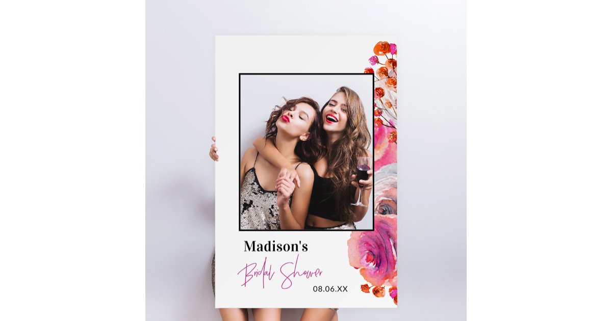 Bright Pink Floral Selfie Frame Photo Prop Foam Board | Zazzle