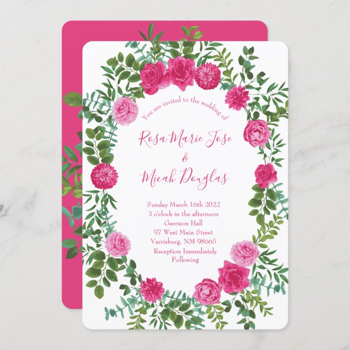 Bright Pink Floral Wedding Invitations | Zazzle.com
