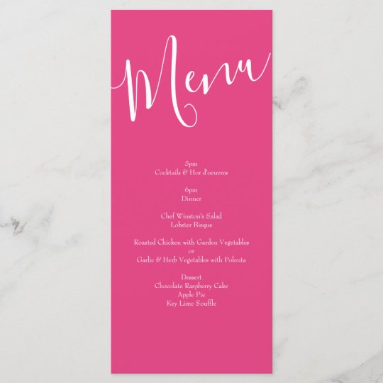 Bright Pink Floral Wedding Menu | Zazzle.com