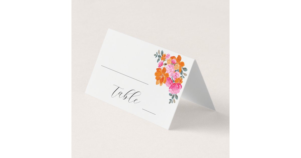 Bright Pink & Orange Floral Wedding Table Number | Zazzle