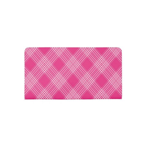Bright Pink Plaid Stylish Monogram Checkbook Cover | Zazzle