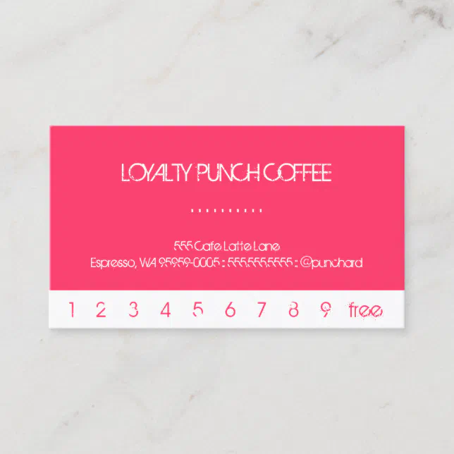 Bright Pink Punch Loyalty Coffee Card | Zazzle
