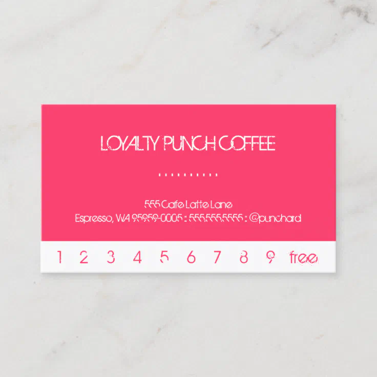 Bright Pink Punch Loyalty Coffee Card | Zazzle