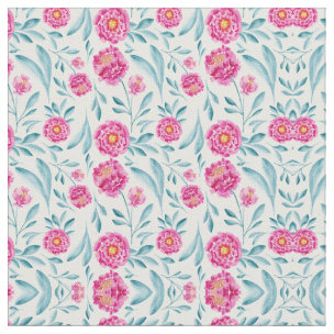 Summer Watercolor Floral Pattern Fabric | Zazzle