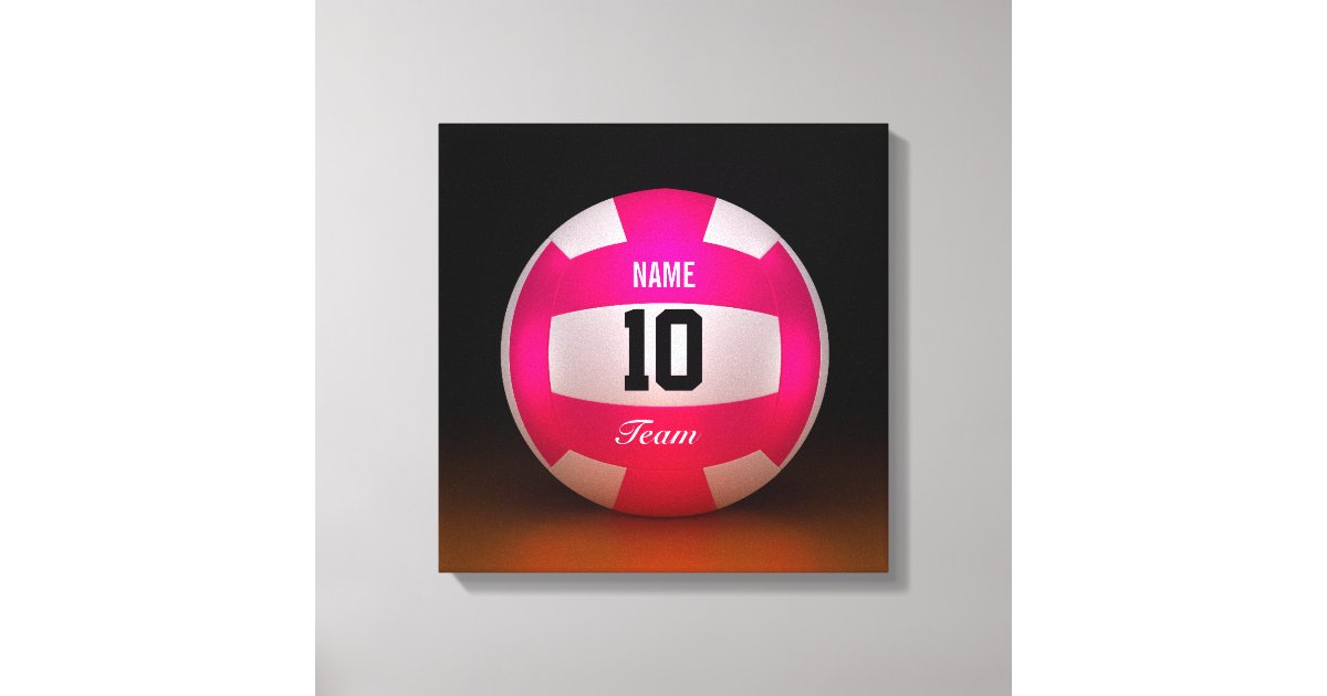 Bright Pink Volleyball Team Canvas Print | Zazzle