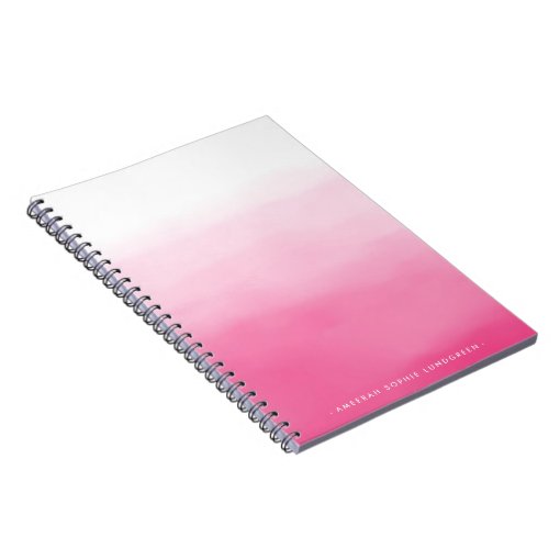 Bright Pink Watercolor Ombre Notebook | Zazzle