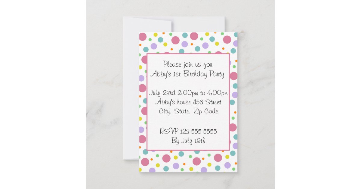 Bright Polka Dot Invitation | Zazzle