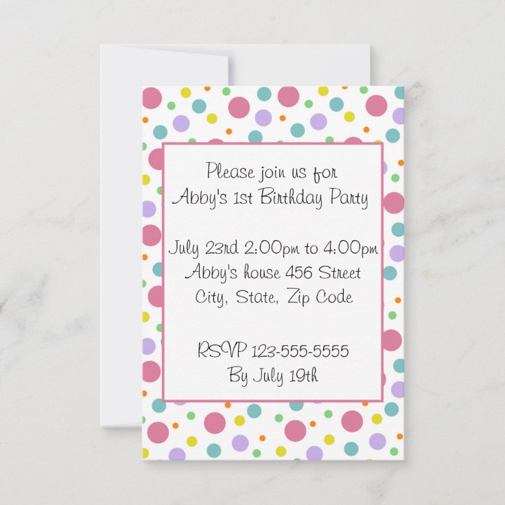 Bright Polka Dot Invitation | Zazzle