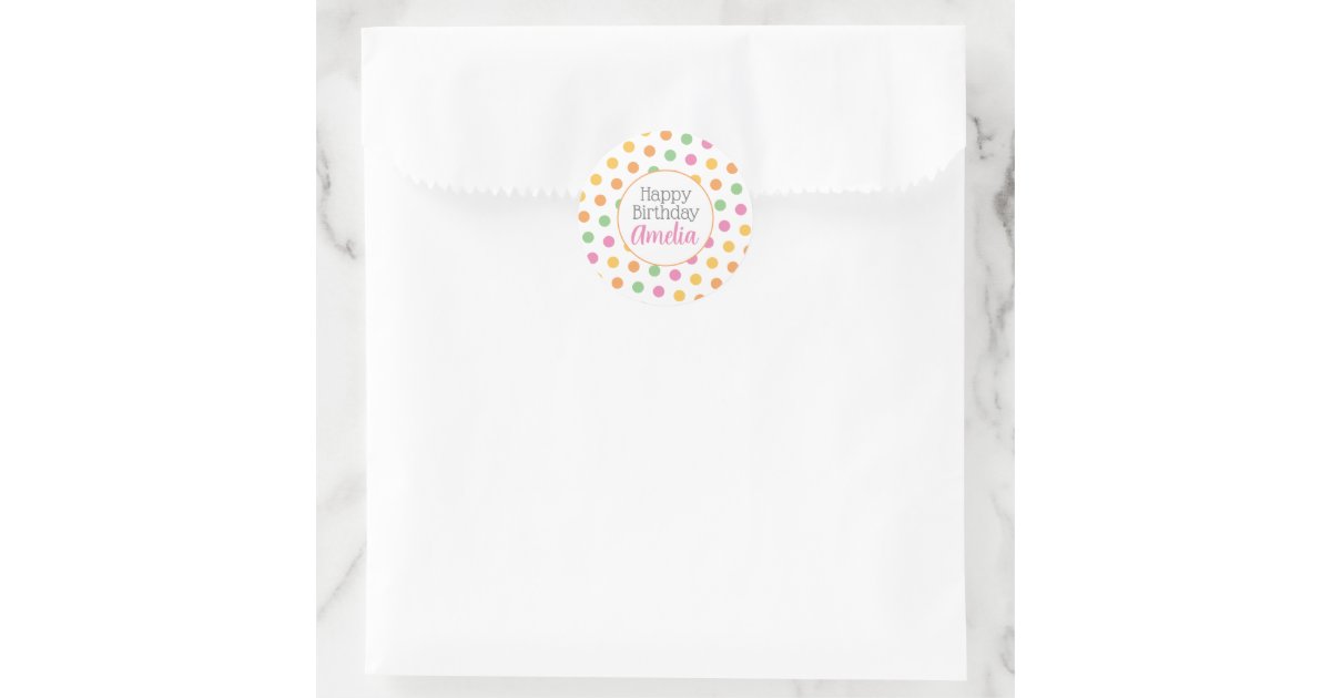 Bright Polka Dots Classic Round Sticker | Zazzle