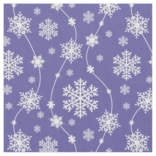 Purple and White Snowflakes Pattern Fabric | Zazzle