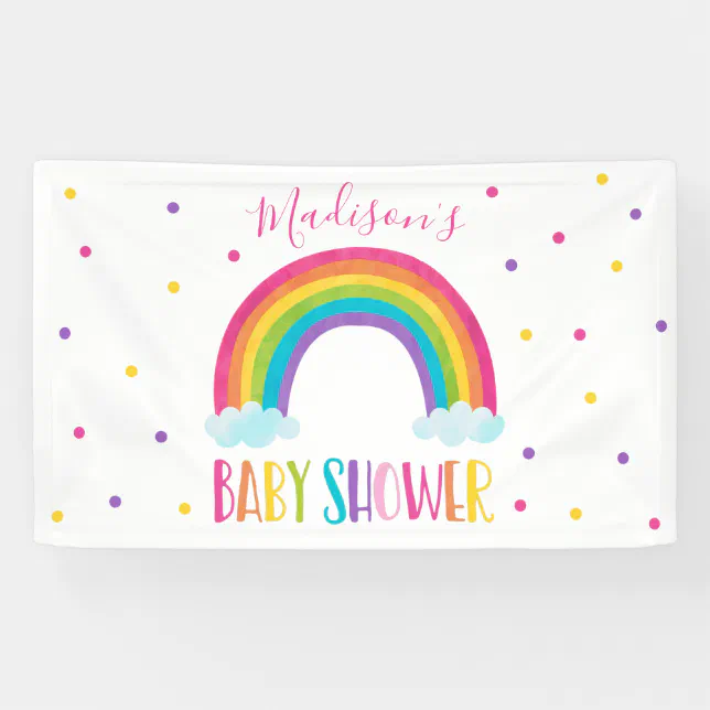 Bright Rainbow Baby Shower Welcome Banner | Zazzle