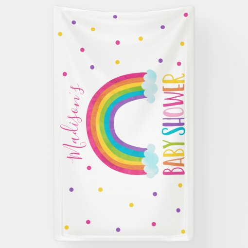 Bright Rainbow Baby Shower Welcome Banner | Zazzle