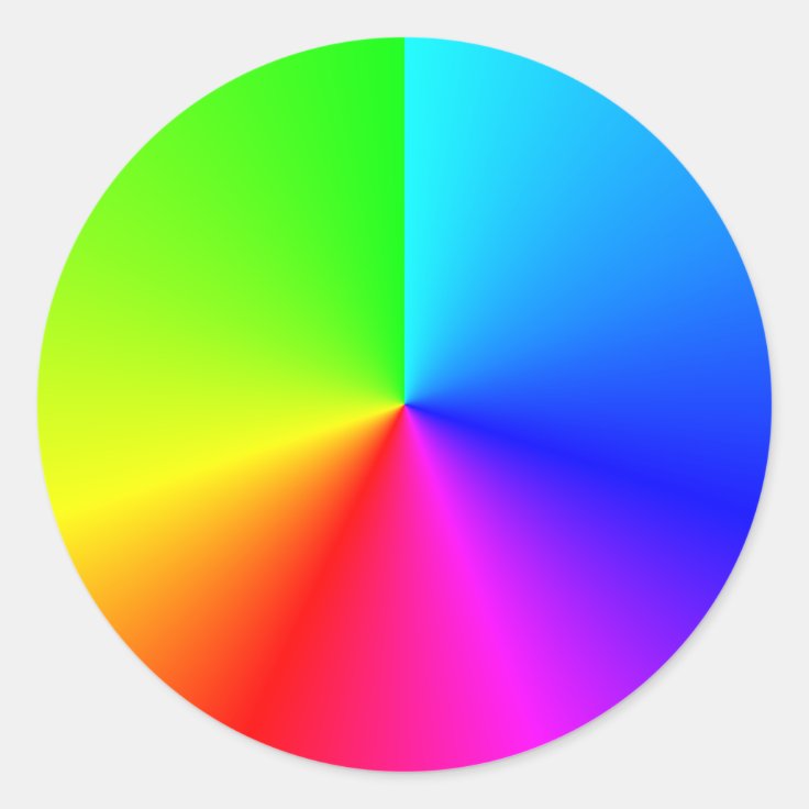 Bright Rainbow Colors Radial Gradient Classic Round Sticker | Zazzle