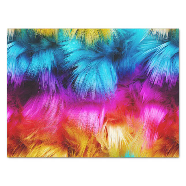 Bright Rainbow faux monster fur texture Tissue Paper | Zazzle