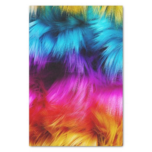 Bright Rainbow faux monster fur texture Tissue Paper | Zazzle