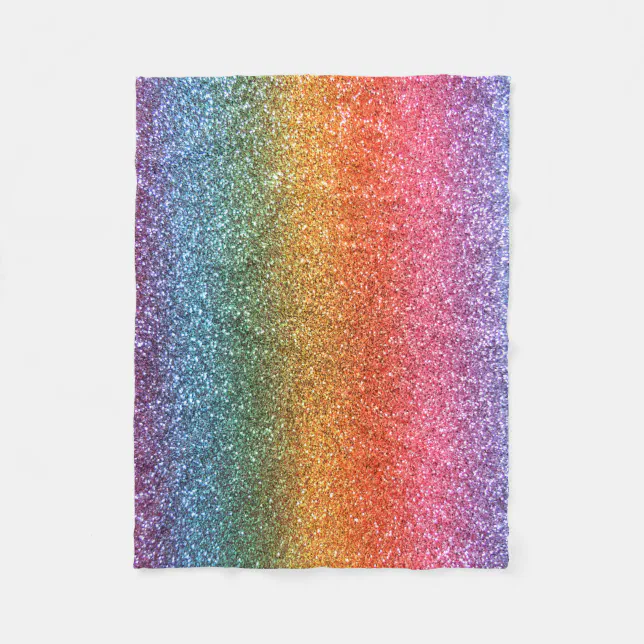 Bright rainbow glitter fleece blanket | Zazzle