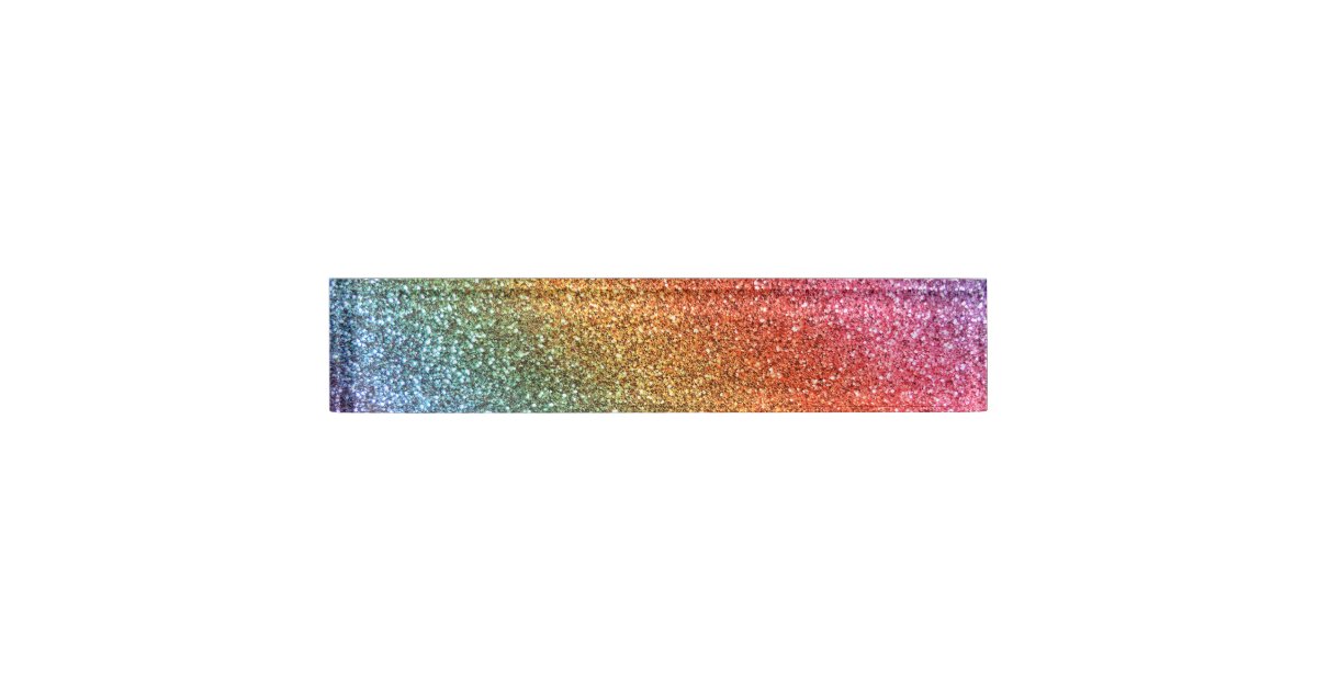 Bright rainbow glitter name plate | Zazzle