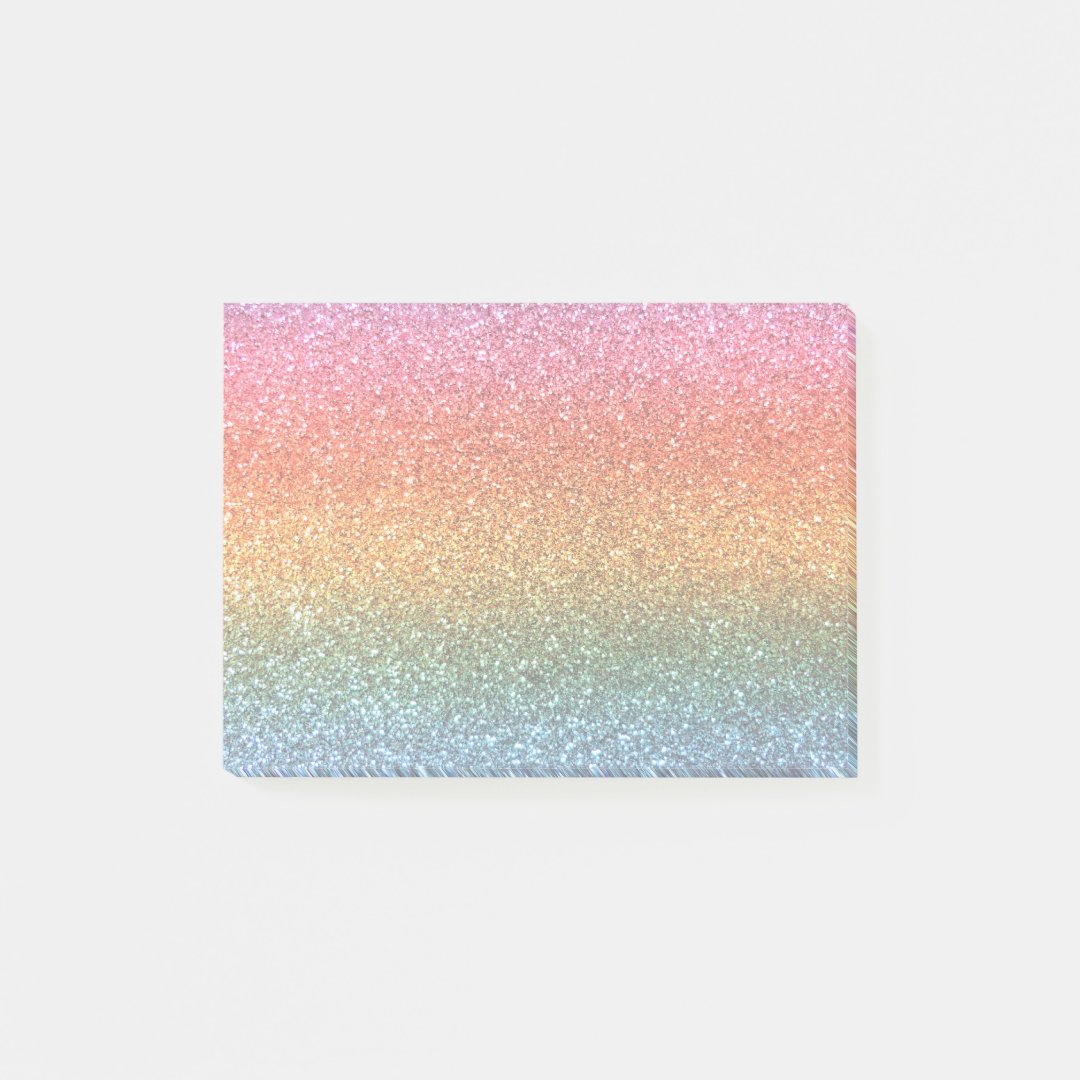 Bright rainbow glitter post-it notes | Zazzle