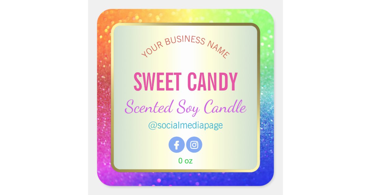 Bright Rainbow Glitter Product Label | Zazzle